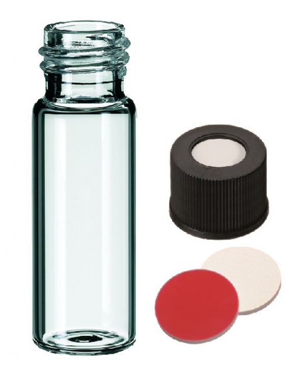 4mL clear screw vial with cap, centre hole, Silicone/PTFE, 100/pack ...